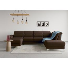 Sit & More Wohnlandschaft SIT & MORE "Sinatra U-Form", braun (dunkelbraun), B:326cm H:85cm T:220cm, 100% Polyester, Sofas, Wohnlandschaft, optional mit Kopfteilverstellung und Armteilfunktion etc.