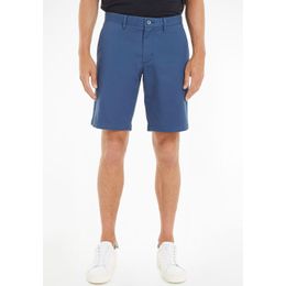 Chinoshorts Tommy Hilfiger "BROOKLYN SHORT 1985", Herren, Gr. 31, N-Gr, blau (aegean sea), Stoff, Obermaterial: 97% Baumwolle, 3% Elasthan, unifarben, Basic, normal kniefrei, Hosen Chinoshorts, in klassischem Design