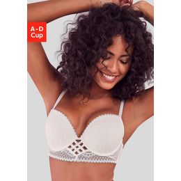 Push-up-BH Lascana, Damen, Gr. 70, Cup D, beige (creme), Spitze, Obermaterial: 90% Polyamid, 10% Elasthan, BHs Push-up-BH, mit entz&uuml;ckender Flechtoptik, sexy Dessous