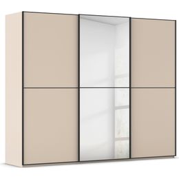 Schwebet&uuml;renschrank Rauch "Kleiderschrank Schrank Garderobe Schlafzimmerschrank SCALE-DUO", beige (champagner, griffleisten schwarz), B:271cm H:223cm T:68cm, Holzwerkstoff, Schr&auml;nke, Schwebet&uuml;renschrank, edle zweigeteilte T&uuml;ren, Spiegel und 3 Zierleisten MADE IN GERMANY