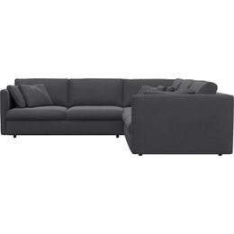 Ecksofa FLEXLUX "Lovane gleichschenklig, bequem und komfortabel", grau (dervit grau), B:296cm H:84cm T:296cm, 100% Polyester, Sofas, Ecksofa, Weich & anschmiegsam, gro&szlig;e Sitztiefe auf Kaltschaum, Dekokissen inkl.