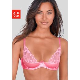 B&uuml;stenhebe Lascana, Damen, Gr. 75, Cup A, pink, Spitze, Obermaterial: 76% Polyamid, 16% Elasthan, 8% Polyester, BHs B&uuml;stenhebe, aus edlem Satin-Material mit dezent transparenter Spitze, sexy Dessous
