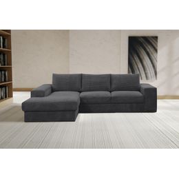 Ecksofa WERK2 "Rozzana Design Ecksofa mit hohem Komfort, zeitlos & elegant, L-Form", grau (anthrazit), B:280cm H:86cm T:190cm, 90% Polyester, 10% Nylon, Sofas, Ecksofa, in kuschelweichen Trendstoffen Cord, Breitcord und Pl&uuml;sch
