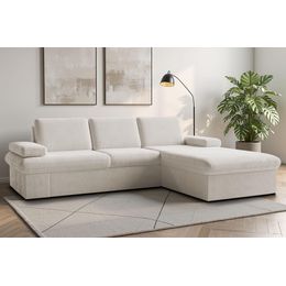 Sit & More Ecksofa SIT & MORE "Moreno L-Form, B: 247 cm", beige (creme), B:247cm H:82cm T:171cm, 100% Polyester, Sofas, Ecksofa, mit Armteilverstellung, optional Bettfunktion