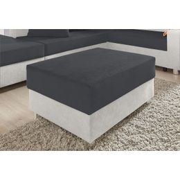 Hocker Collection AB "Paris", silber (silber, anthrazit), B:92cm H:42cm T:70cm, Microfaser PRIMABELLE (100% Polyester) / Struktur (100% Polyester);Kunstleder SOFTLUX / Struktur (100% Polyester);Microfaser PRIMABELLE (100% Polyester), Hocker, Hocker, mit Federkern
