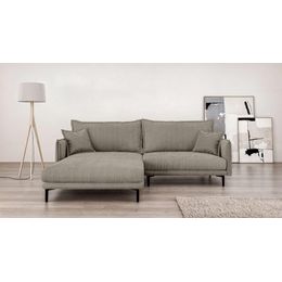 Ecksofa Home Affaire "ALEXANDRIA mit Recamiere rechts oder links bestellbar, moderne Bez&uuml;ge", grau (taupe), B:246cm H:86cm T:190cm, 100% Polyester, Sofas, Ecksofa, L-Form mit Wellenunterfederung, Ma&szlig;e: B/H/T 246/86/190 cm
