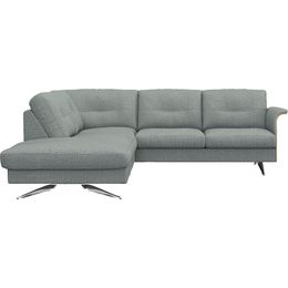 Ecksofa FLEXLUX "Glow, super bequem durch hochwertigem Sitzaufbau mit Federkern, L-Form", blau (sky blau), B:236cm H:81cm T:224cm, 62% Polyester/17%Baumwolle/14%Viscose/7%Leinen, Sofas, Ecksofa, Modernes skandinavisches Design