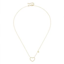 Goldkette Luigi Merano "Collier mit zwei Herzen, Gold 375", gold, Halsketten, Damen, Gelbgold 375, Goldkette