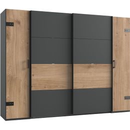 Kleiderschrank wimex "Stockholm, rustikale Optik im Industrial Design, Made in Germany", beige (pl.eichefarben, graphitfarben), B:270cm H:210cm T:65cm, Schr&auml;nke, Kleiderschrank, 270x65x210cm, viel Stauraum durch 2 Kleiderstangen und 10 Einlegeb&ouml;den