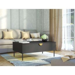 Couchtisch Home Affaire "BELLOT Kaffeetisch mit viel Stauraum, 100x66cm, modernes Design", schwarzer graphit, B:100cm H:41,6cm T:66cm, Tische, Couchtisch, Beistelltisch mit zus&auml;tzlichen Aufbewahrungsschr&auml;nken, goldene Akzente