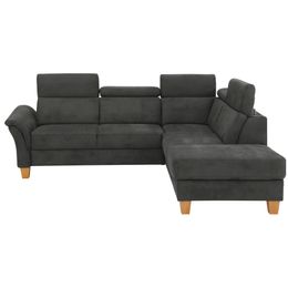 Ecksofa Home Affaire "Conville L-Form", grau (anthrazit), B:247cm H:84cm T:217cm, 100% Polyester, Sofas, Ecksofa, Federkern, wahlweise mit Bettfunktion und Bettkasten bzw. Stauraum