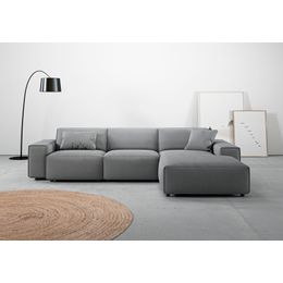 Ecksofa Home Affaire "Glimminge auch in Breitcord, Feincord, Boucl&eacute; + Easy care-Bezug", grau, B:294cm H:71cm T:191cm, 100% Polyester, Sofas, Ecksofa, L-Form, Breite 294, Zierkissen