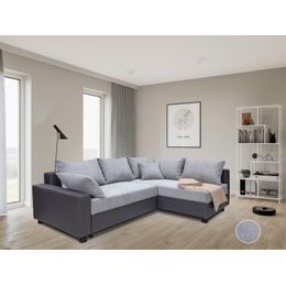 Ecksofa Collection AB "Parma L-Form", grau, B:224cm H:42cm T:161cm, 100%Polyester, Sofas, Ecksofa, mit Schlaffunktion und Bettkasten, inklusive Kissen, Bonellfederkern