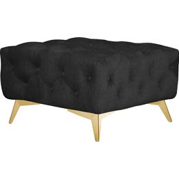 Polsterhocker Home Affaire "Glynis", grau (charcoal), B:80cm H:45cm T:80cm, Struktur (100% Polyester);Samtoptik (100% Polyester), Hocker, Polsterhocker, aufw&auml;ndige Knopfheftung, moderne Chesterfield Optik, Fu&szlig;farbe w&auml;hlbar