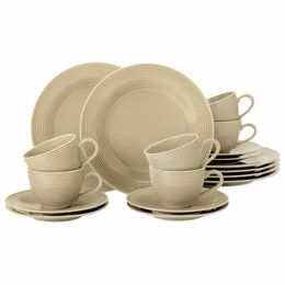 Geschirr-Set Seltmann Weiden "Kaffeeservice Beat Color Glaze 18er Set", beige (sandbeige), Porzellan, Geschirr-Sets, Geschirr-Set