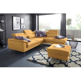 Sit & More Ecksofa SIT & MORE "Percy L-Form", gelb (mustard), B:270cm T:235cm, Sofas, Ecksofa, 15 cm Fu&szlig;h&ouml;he, Sitztiefenverstellung, wahlweise in 2 Fu&szlig;farben