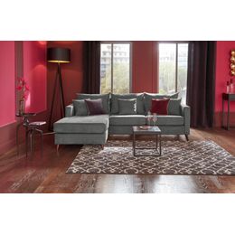 Ecksofa Home Affaire "Renesse L-Form", grau, B:234cm H:90cm T:160cm, Samtvelours 100% Polyester;Luxus-Microfaser ALTARA NUBUCK (100% Polyester), Sofas, Ecksofa, lose Kissen, Keder an Sitzkissen