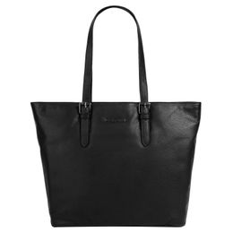 Shopper Bugatti "BELLA", Damen, Gr. B/H/T: 45cm x 32cm x 11cm onesize, schwarz, Leder, leicht gl&auml;nzend, unifarben, Taschen Shopper
