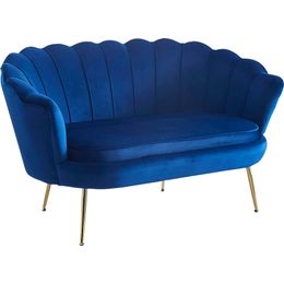 2-Sitzer Salesfever "Clam Komfort-Duo-Sitz", blau (dunkelblau), B:136cm H:78cm T:77cm, Samtvelours (100% Polyester), Sofas, 2-Sitzer, Muscheldesign-Breite 136 cm: Pure Extravaganz