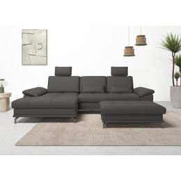 Ecksofa OTTO HOME "Costello L-Form, B: 301 cm mit Sitztiefen-, Armteilverstellung &", braun (mokka), B:301cm H:89cm T:176cm, Luxus-Microfaser (90% Polyester, 10% Polyamid);Samtoptik (100% Polyester), Sofas, Ecksofa, 3 Nierenkissen, optional Bettfunktion & Bettkasten