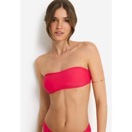 Bandeau-Bikini-Top LSCN BY LASCANA "Gina", Damen, Gr. 34, N-Gr, beere, Recycling-Polyamid, unifarben, Bikini-Oberteile Bandeau-Bikini-Top, in trendiger Uni-Farbe