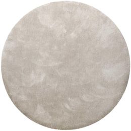 Teppich HOMIE LIVING "Pisa", beige (creme beige meliert), H:25mm &Oslash;:200cm, Polyester, Teppiche, Teppich, Hochflor, Microfaser, uni, weich, Shaggy, Wohnzimmer, Schlafzimmer