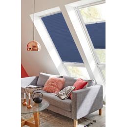 Dachfensterplissee SUNLINES "StartUp Style Honeycomb VD", blau (blau, wei&szlig;), B:49,4cm H:115,9cm, Obermaterial: 100% Polyester, Plissees, Dachfensterplissee, mit F&uuml;hrungsschienen