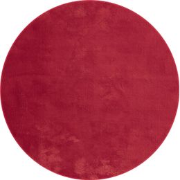 Teppich MERINOS "Loft 37", rot, H:16mm &Oslash;:200cm, Polyester, Teppiche, Teppich, Kunstfellteppich besonders weich und kuschelig, Fell Haptik