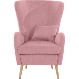 Sessel Home Affaire "Sallito, Ohrensessel, TV-Sessel", rosa (rose), B:76cm H:109cm T:85cm, Struktur Hahnentritt (67% Polypropylen, 33% Polyester);Samtoptik (100% Polyester);Fellimitat (100% Polyester);Samtcord (92% Polyester, 8% Polyamid);Struktur (100% Polyester);Struktur fein (100% Polyester), Sessel, Sessel, f&uuml;r Wohnzimmer, auch in Samtcord