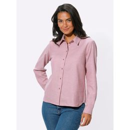 Hemdbluse Casual Looks, Damen, Gr. 52, rosa (altrosa, meliert), 100% Baumwolle, meliert, unifarben, Blusen Hemdbluse