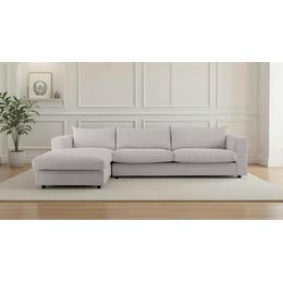 Ecksofa "Avelina", grau (cloud grau), B:297cm H:77cm T:186cm, 100% Polyester, LeGer Home by Lena Gercke, Sofas, Ecksofa, Breite 297 cm, in Cord- und Chenille- Stoff, R&uuml;ckenkissen mit Federn