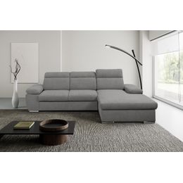 Ecksofa WERK2 "Palma modernes Schlafsofa mit Bettkasten, L-Form, B/T 282/185 cm", hellgrau, B:282cm H:88cm T:185cm, 92% Polyester, 8% Nylon, Sofas, Ecksofa, Kopfteile verstellbar, komfortable Wellenunterfederung, L-Form