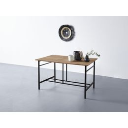 Esstisch Home Affaire "Sare", beige (natur, schwarz, natur), B:140cm H:77cm T:85cm, Tische, Esstisch, mit Echtholzfurnier aus Eiche