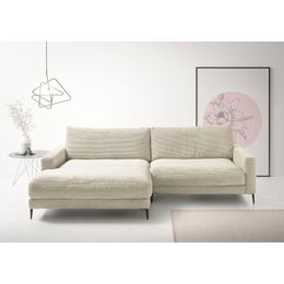 Ecksofa Home Affaire "Downtown, B/T/H: 272/190/84 cm L-Form", beige (natur), B:272cm H:84cm T:190cm, 88% Polyester, 12% Polyacryl, Sofas, Ecksofa, weicher Sitzkomfort auch in Cord und Boucl&eacute;, incl. Zierkissen