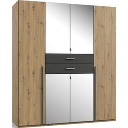 Dreht&uuml;renschrank wimex "Denver", grau (artisan eiche nachbildung, graphit, spiegel), B:180cm H:208cm T:58cm, Holzwerkstoff, Schr&auml;nke, Dreht&uuml;renschrank