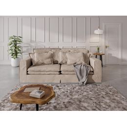 4-Sitzer Home Affaire "ALISSAS mit vielen Kissen, Biesen an den Kissen", beige, B:240cm H:94cm T:146cm, 92% Polyester, 8% Nylon, Sofas, 4-Sitzer, Hussenoptik, mit kleinen Taschen an der Seite zum Verstauen