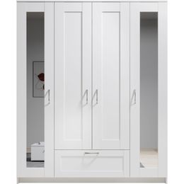 Dreht&uuml;renschrank Schlafkontor "Lepini, Kleiderschrank mit Spiegel und Schubkasten", wei&szlig; (wei&szlig;, spiegel), B:156cm H:191cm T:50cm, Holzwerkstoff, Schr&auml;nke, Dreht&uuml;renschrank, als 3- oder 4-t&uuml;rer erh&auml;ltlich