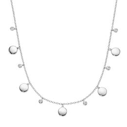 Collier Smart Jewel "Collier mit runden Pl&auml;ttchen und Zirkonia als Behang, Silber 925", silber, Halsketten, Damen, Silber 925 (Sterlingsilber), Collier