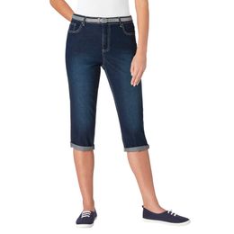 Caprijeans Casual Looks, Damen, Gr. 48, Normalgr&ouml;&szlig;en, blau (blau, stone, washed), 81% Baumwolle, 17% Polyester, 2% Elasthan, unifarben, knielang, Jeans Caprijeans