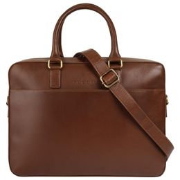 Aktentasche Bugatti "REMO", Gr. B/H/T: 41cm x 29cm x 8cm onesize, braun (cognac), Leder, leicht gl&auml;nzend, unifarben, Taschen Aktentasche, echt Leder