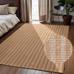 Teppich ELLE DECORATION "Juteteppich Amber", natur, elfenbein, gold, B:160cm H:10mm L:230cm, Jute, Teppiche, Teppich, Jute, Natur, Wohnzimmer, Esszimmer, Schlafzimmer, Flur, Modern, Boho