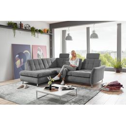 Ecksofa DIE PLANBAR "MP-IN20016 L-Form mit Kaltschaum-Polsterung", grau, B:242cm H:87cm T:116cm, 100% Polyester, Sofas, Ecksofa, wahlweise mit Kopfst&uuml;tzen und Bettfunktion, mit Kaltschaum-Polsterung