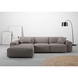Ecksofa Home Affaire "Glimminge auch in Breitcord, Feincord, Boucl&eacute; + Easy care-Bezug", grau (taupe), B:294cm H:71cm T:191cm, Sofas, Ecksofa, L-Form, Breite 294, Zierkissen