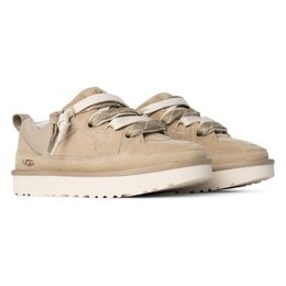 UGG Australia Sneaker UGG "Unisex LO LOWMEL", Herren, Gr. 8 (41), beige (hellbeige), Textil, Veloursleder, Schuhe Sneaker, Halbschuh, Schn&uuml;rschuh Freizeitschuh mit trendiger Laufsohle