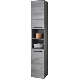 Hochschrank BASIC BY BALCULINA "Silver,Badezimmerschrank BxHxT 34x190x30", silber (rauchsilber), B:34cm H:190cm T:30cm, FSC-zertifizierter Holzwerkstoff, Schr&auml;nke, Hochschrank, Breite 34cm, T&uuml;r L/R monierbar, FSC-Mix 70%