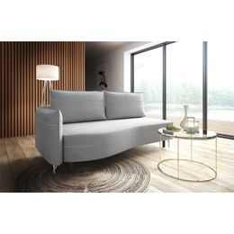 Loungesofa exxpo - SOFA FASHION "Ortis mit toller Kontrastnaht, Solit&auml;rm&ouml;bel, bequem, schmale Armlehne", grau, B:212cm H:93cm T:114cm, Sofas, Loungesofa, Schlafsofa mit Bettfunktion und Bettkasten, komfortabler Federkern