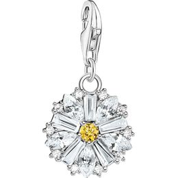 Charm-Einh&auml;nger Thomas Sabo "Charm Lovely Daisy Zirkoniabesatz", bunt (silberfarben, wei&szlig;, gelb, wei&szlig;, gelb), Charms, Damen, Silber 925 (recycelt), Charm-Einh&auml;nger, mit Zirkonia (synth.)