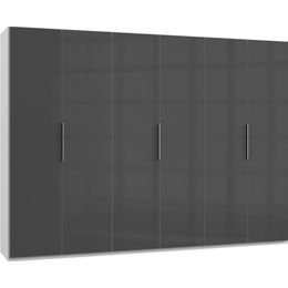 Kleiderschrank wimex "Level by fresh to go", wei&szlig; (wei&szlig;, grauglas), B:300cm H:216cm T:58cm, Schr&auml;nke, Kleiderschrank, T&uuml;ren vollfl&auml;chig mit farbigem Glas