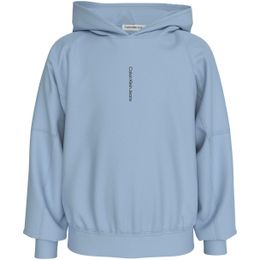 Sweatshirt Calvin Klein Jeans "MINIMALISTIC LOGO FLEECE HOODIE", Jungen, Gr. 4 (104), blau (faded denim), Sweatware, Obermaterial: 60% Baumwolle, 40% Polyester, unifarben, regular fit, B&uuml;ndchen, Sweatshirts Sweatshirt, f&uuml;r Kinder bis 16 Jahre