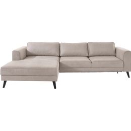 Ecksofa Home Affaire "Lumber Jack, elegant und bequem, Breite 280, hoher Fu&szlig;, L-Form", grau (taupe), B:280cm H:85cm T:167cm, Sofas, Ecksofa, in moderner Optik